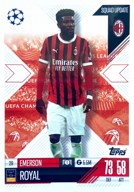 29 Emerson Royal AC Milan Squad Update Match Attax Extra 2025 > Topps